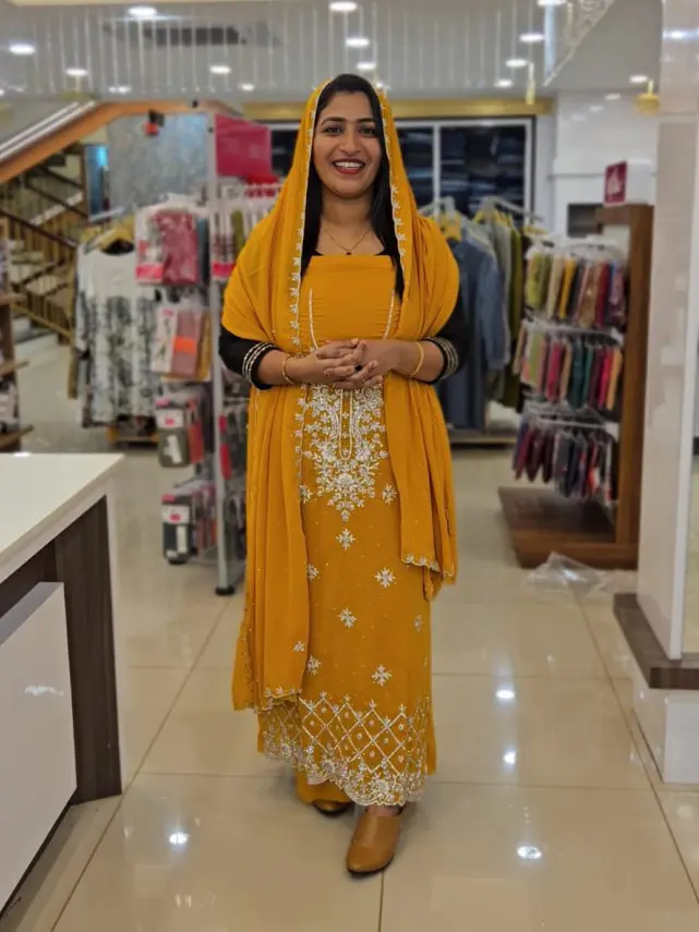 PARTY WEAR FAUX GEORGETTE JERRY WORK AND STONE WORKED UNSTITCHED ...