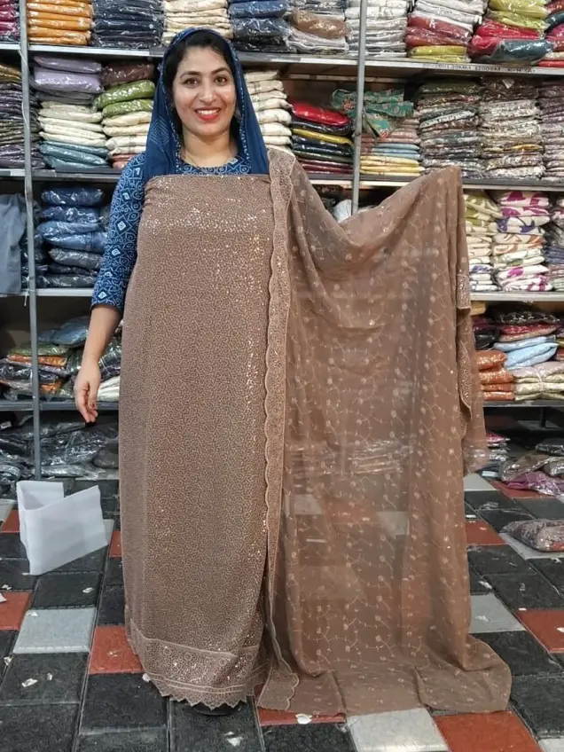 CASUAL WEAR GEORGETTE FABEIC SCHIFFILI WORKED UNSTITTCHED CHURIDHAR ...