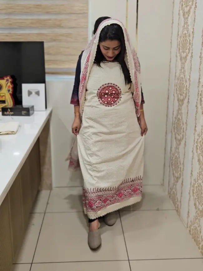 SEMI PARTY WEAR COTTON FABRIC AQABA WORK AND THREAD WORKED UNSTITCHED ...