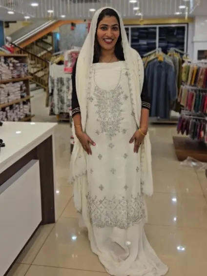 PARTY WEAR FAUX GEORGETTE JERRY WORK AND STONE WORKED UNSTITCHED ...