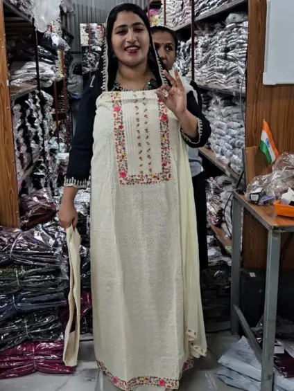 SEMI PARTY WEAR AQABA FABRIC PRINT WORKED UNSTITCHED CHURIDHAR MATERIAL