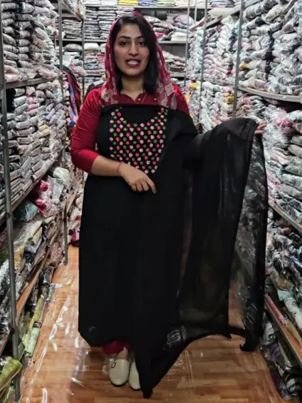 SEMI PARTY WEAR FAUX GEORGETTE CHELLA WORKED UNSTITCHED CHURIDHAR MATERIAL